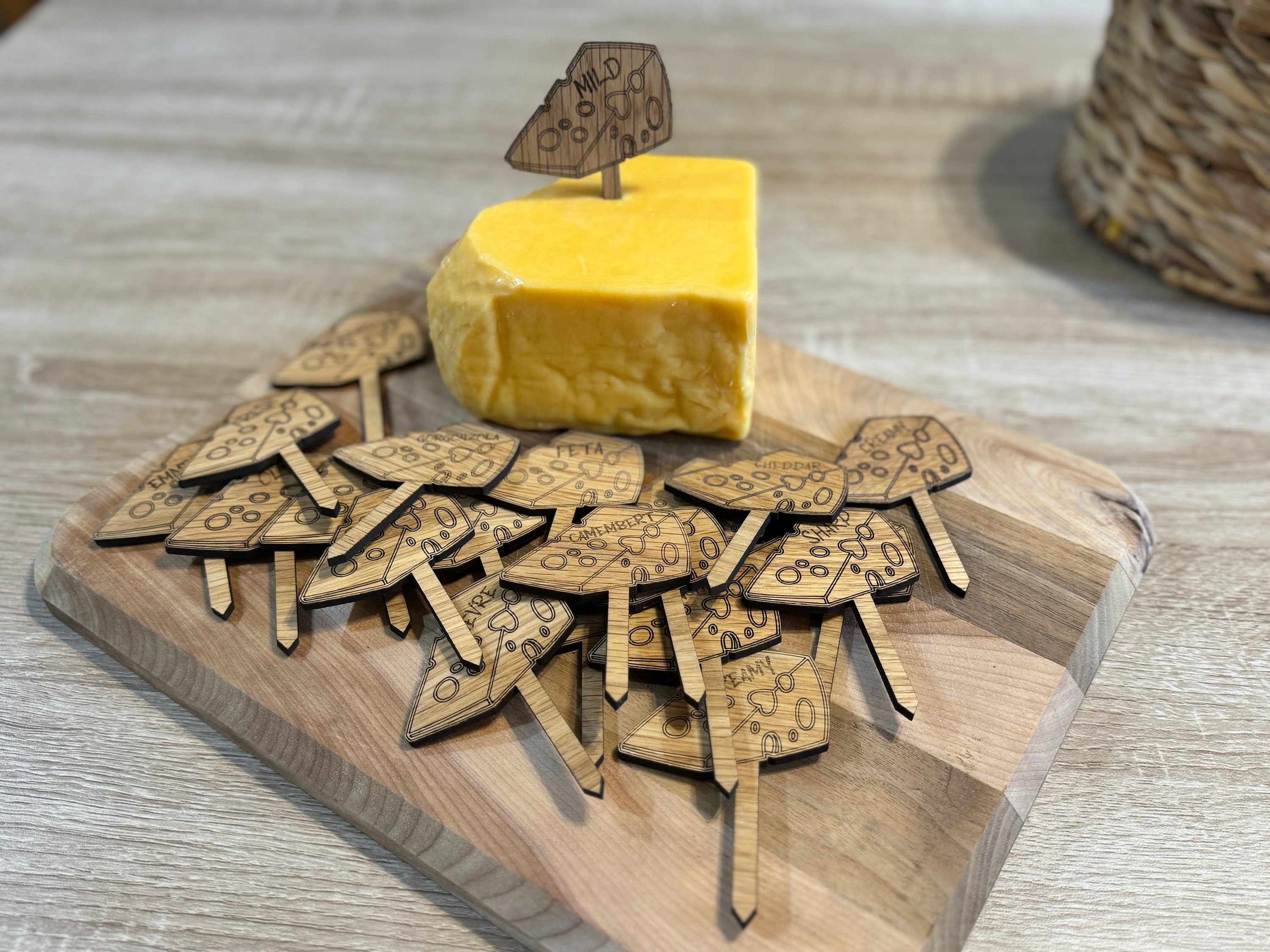 Handcrafted Wooden Cheese Picks – Set of 20 – Wood Ridge Laser Co.